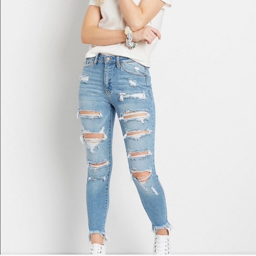 Kancan Signature Distressed High Rise Jeans - Gem